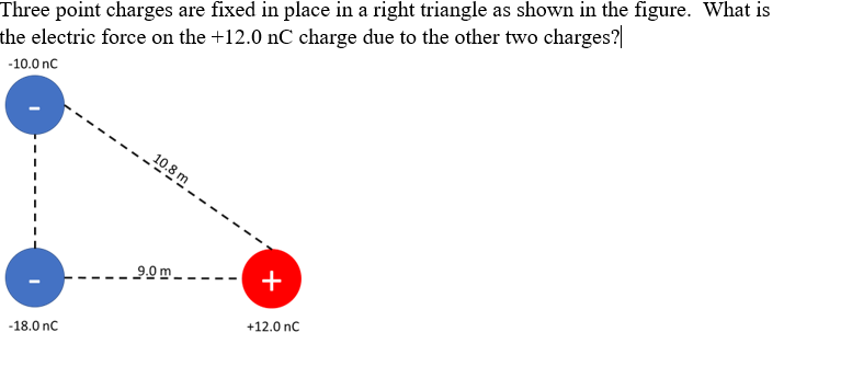 Solved Three point charges are fixed in place in a right | Chegg.com