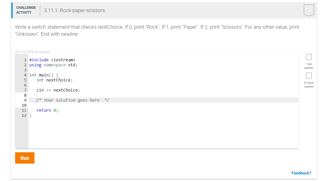 Solved Write a switch statement that checks nextChoice. If | Chegg.com
