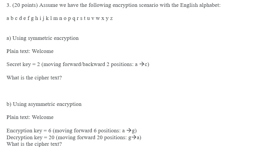 Solved 3. (20 points) Assume we have the following | Chegg.com