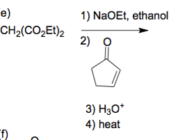 Solved 1) NaOEt, ethanol e) CH2(CO2Et)2 2) O 3) H3o* 4) heat | Chegg.com