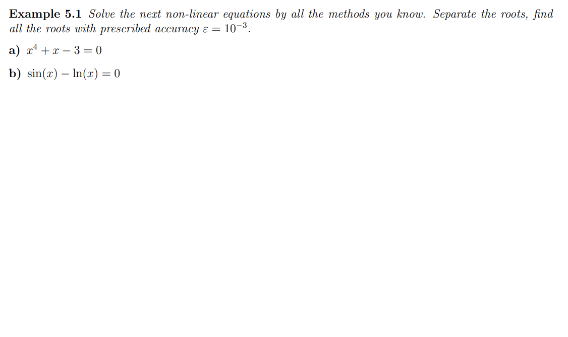 Solved Example 5.1 Solve the next non-linear equations by | Chegg.com