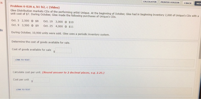 Solved CALCULATOR PRINTER VERSION BACK Problem 6-02A a, | Chegg.com
