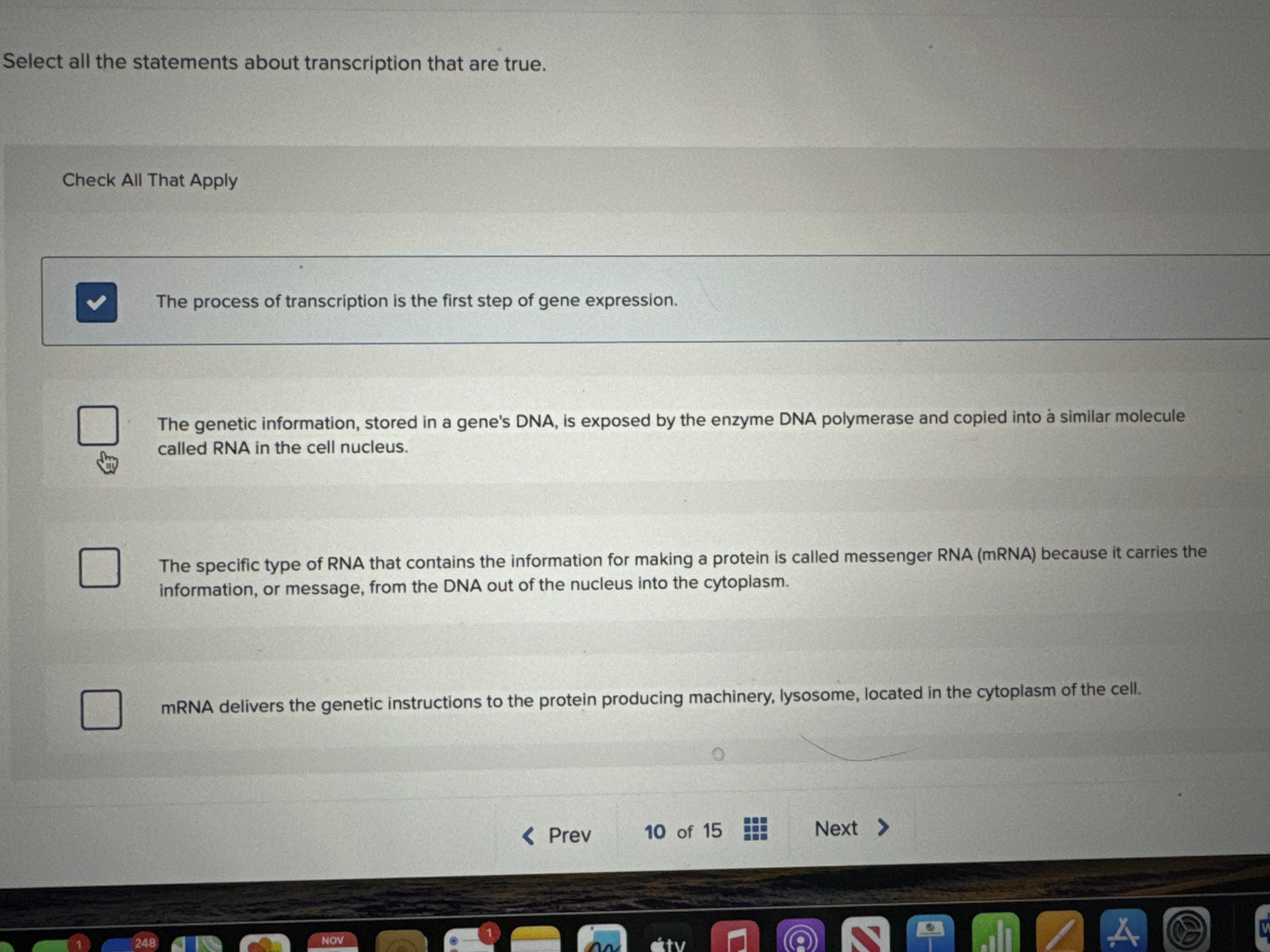 Solved Select all the statements about transcription that | Chegg.com