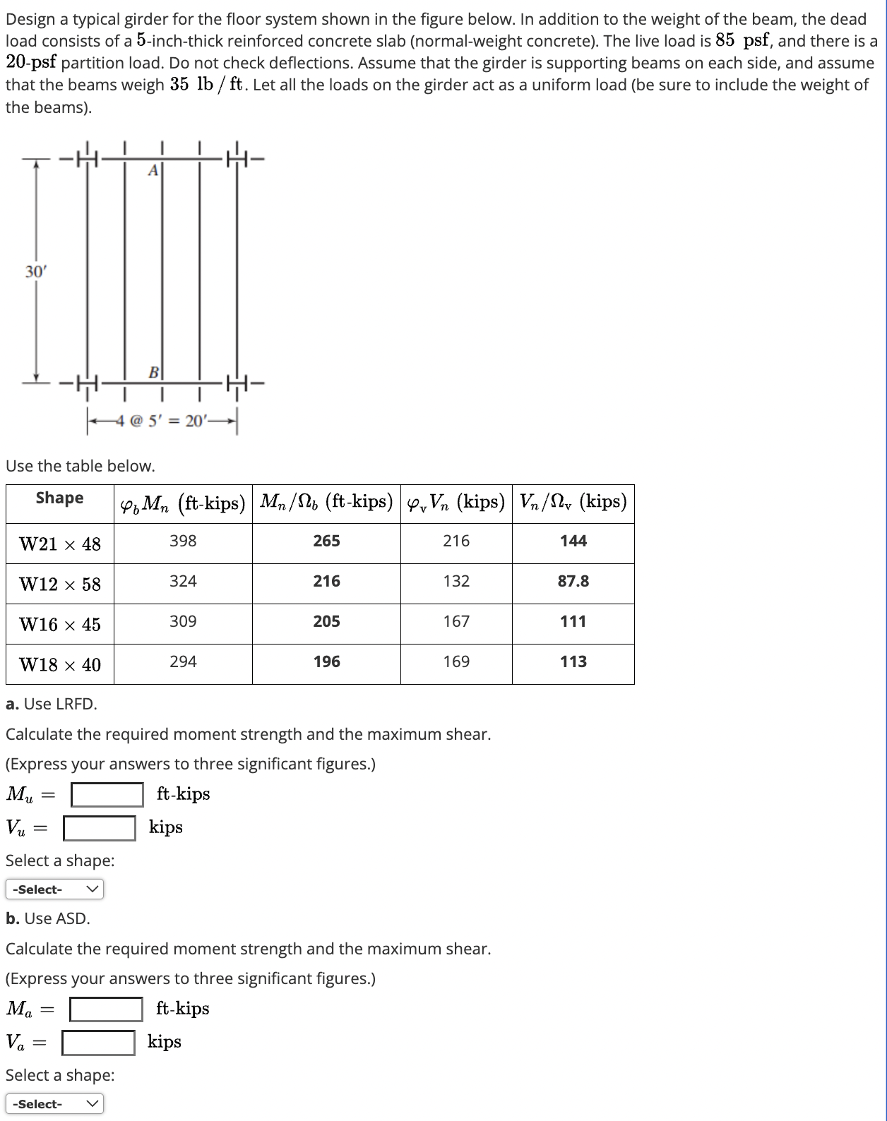 Design a typical girder for the floor system shown in | Chegg.com