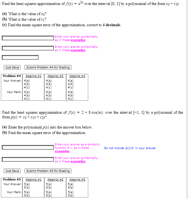 Solved Find the least squares approximation of f(x) = 3* | Chegg.com