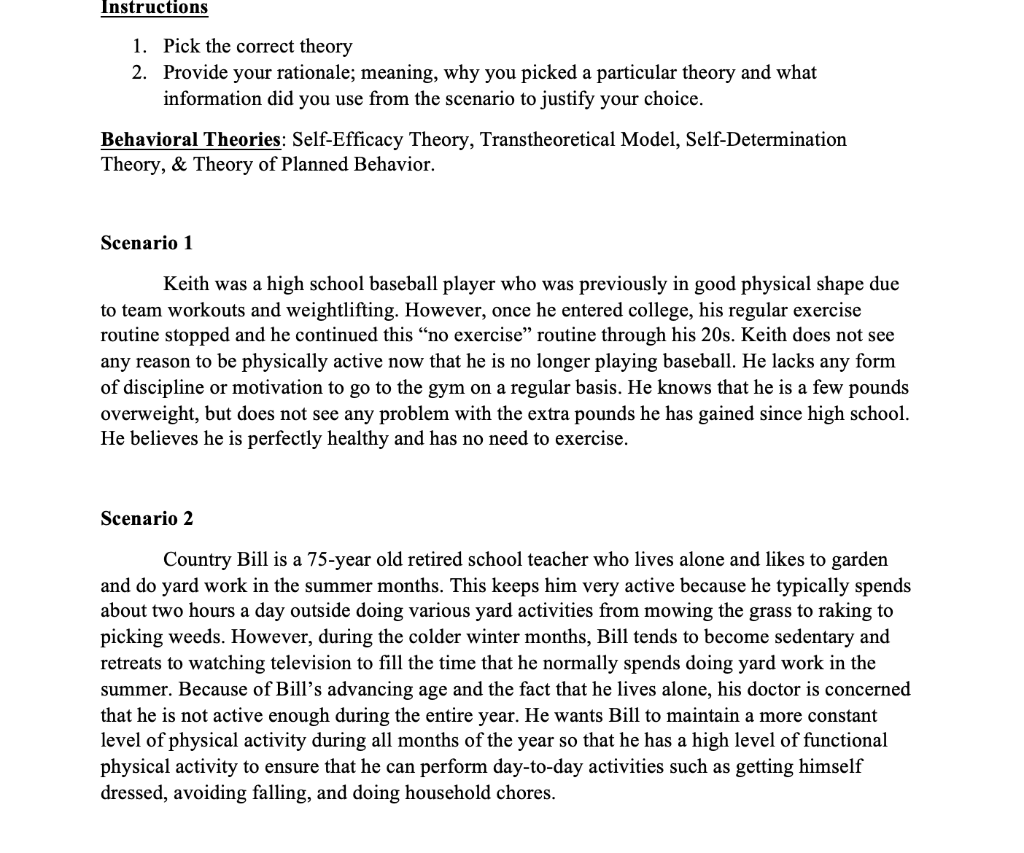 Solved 1. Pick the correct theory 2. Provide your rationale; | Chegg.com