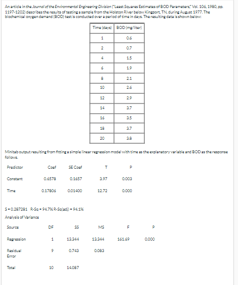 Solved An article in the Joumal of the Environmental | Chegg.com