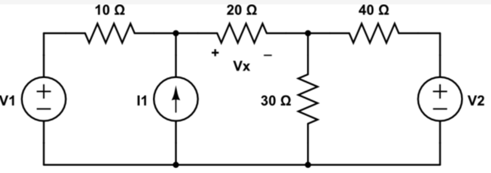 Solved In the circuit below, V1 = 6V, V2 = 16V, and I1 = | Chegg.com