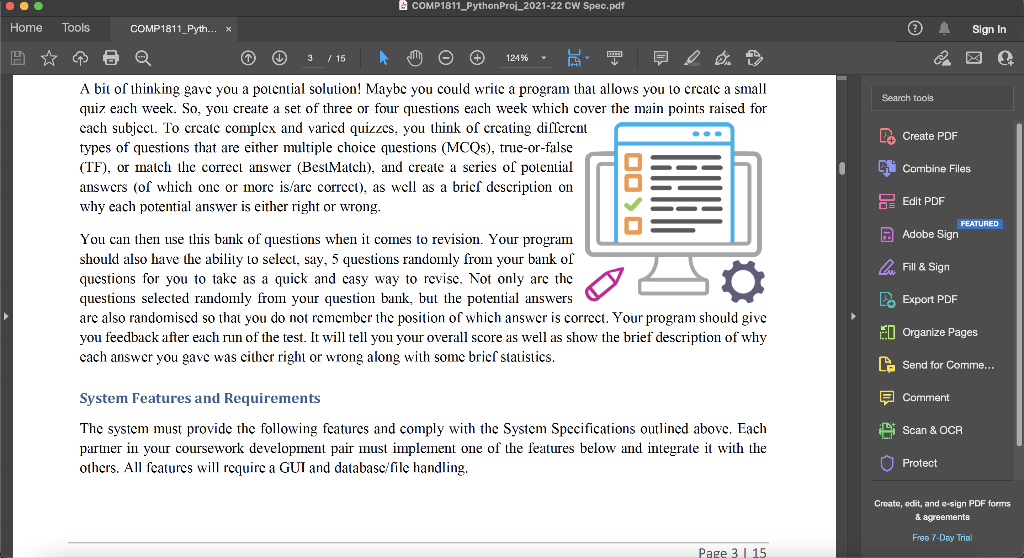 Solved E COMP1811_Python Proj_2021-22 CW Spec.pdf Home Tools | Chegg.com
