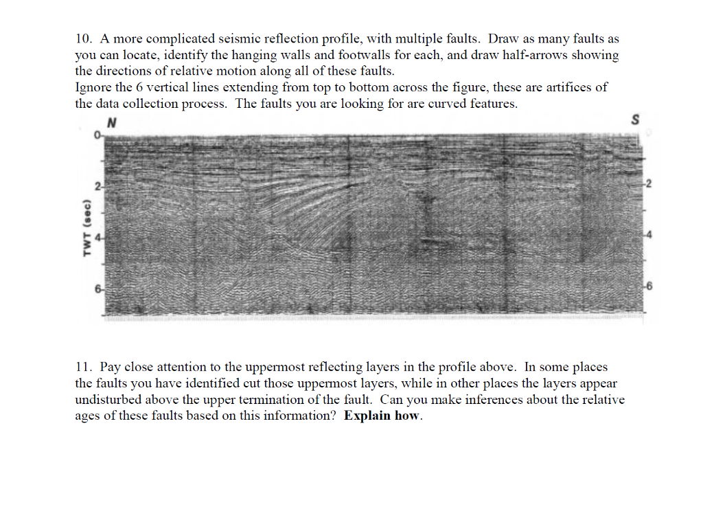 Solved 10. A more complicated seismic reflection profile, | Chegg.com