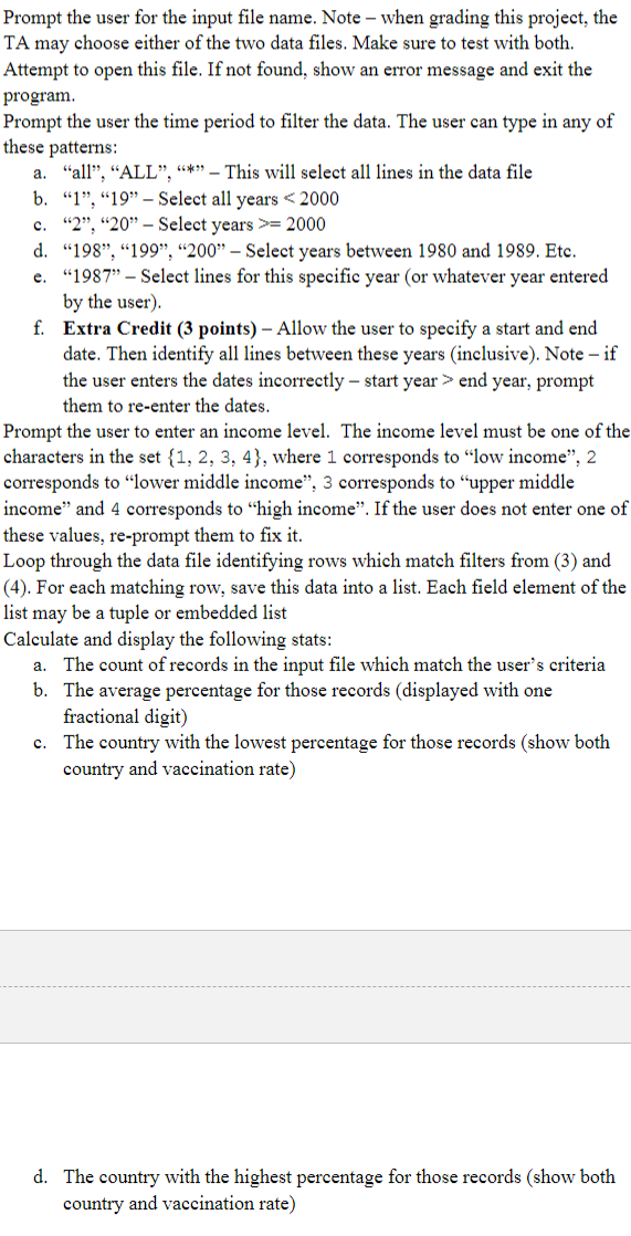 Solved Use Python please! The World Health Organization | Chegg.com