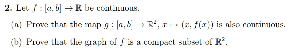 Solved 2. Let f:[a,b]→R be continuous. (a) Prove that the | Chegg.com