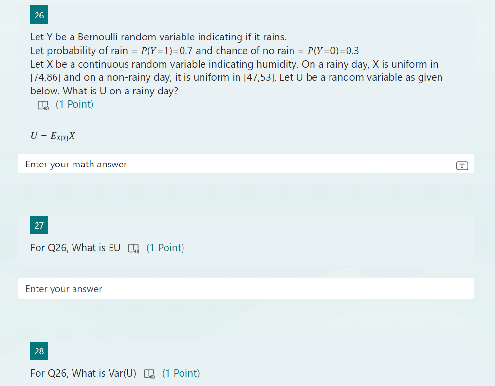 Solved Let Y ﻿be a Bernoulli random variable indicating if | Chegg.com