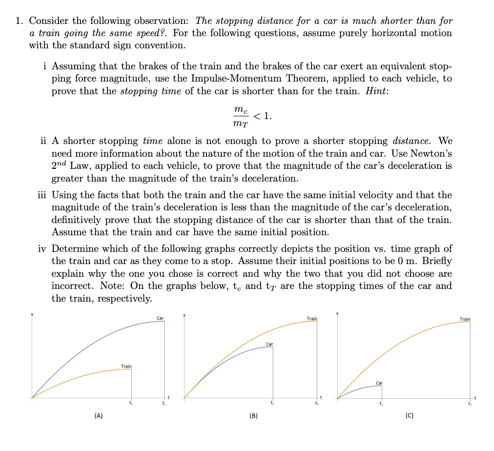Solved Consider the following observation: The stopping | Chegg.com