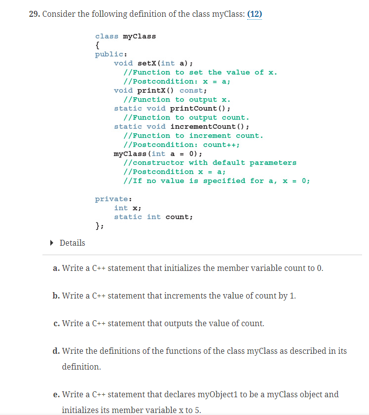 Solved Details A Write A C Statement That Initializes The 