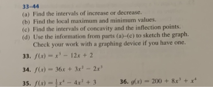 Solved 33-44 (a) Find the intervals of increase or decrease. | Chegg.com