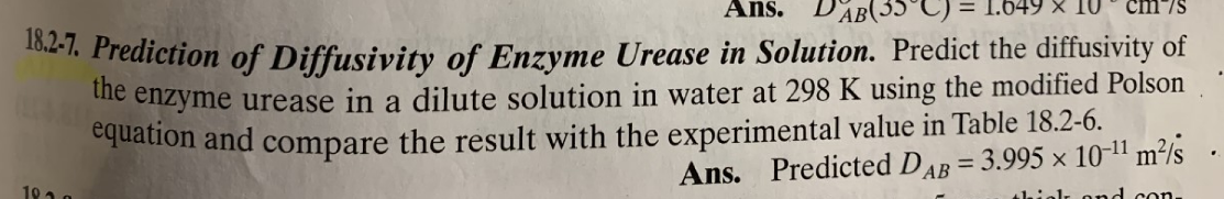 Solved Ans. AB(35 cm / 18.2.7. Prediction of Diffusivity of | Chegg.com