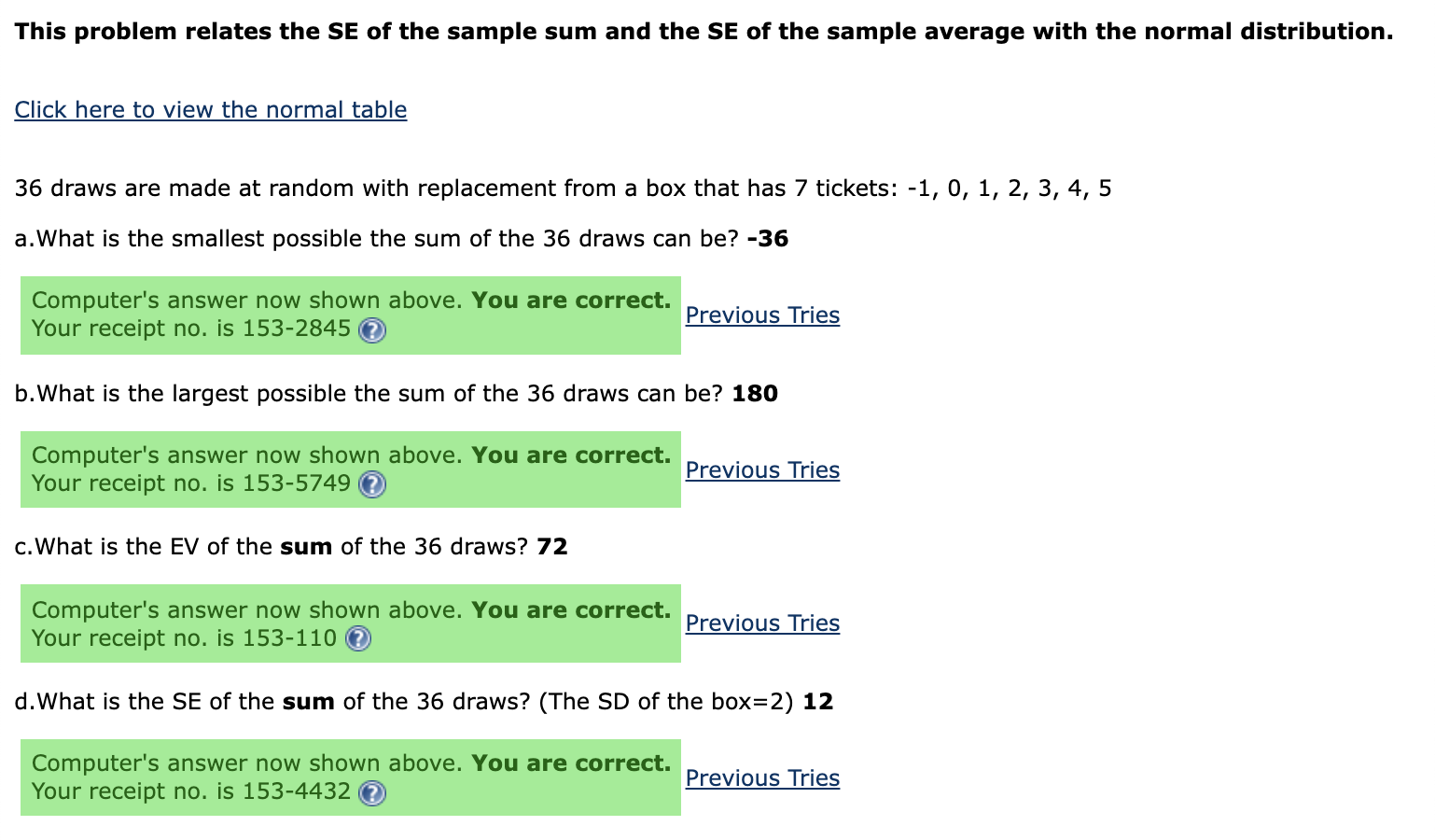 Solved This problem relates the SE of the sample sum and the | Chegg.com