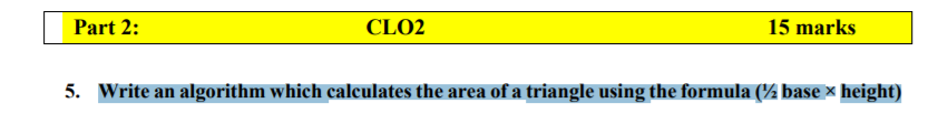 Solved Part 2 Clo2 15 Marks 5 Write An Algorithm Which 7964