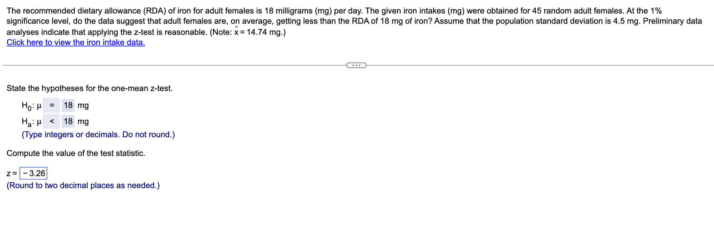 Solved The recommended dietary allowance (RDA) of iron for | Chegg.com