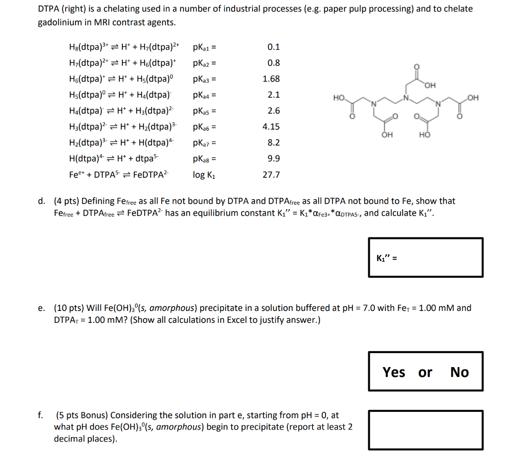 Problem 4 (30 pts) Ignore activity corrections. Fe3+ | Chegg.com