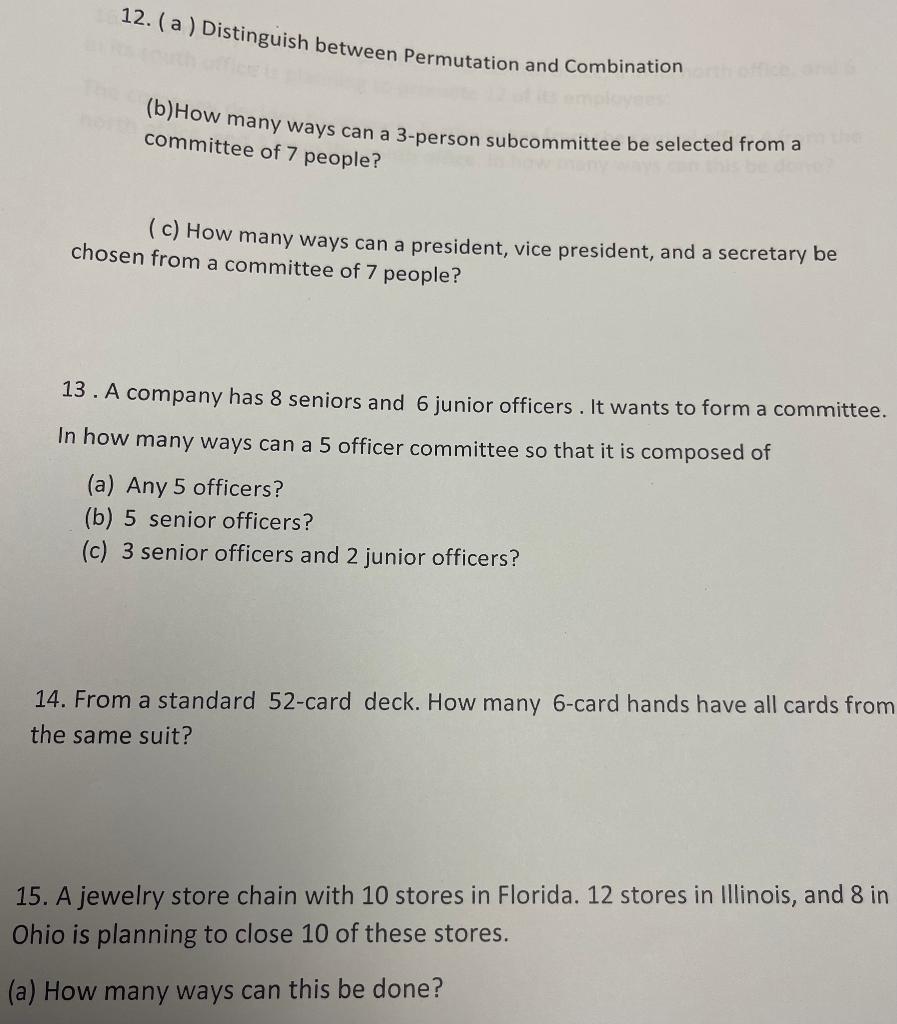 Solved 12. ( a ) Distinguish between Permutation and | Chegg.com