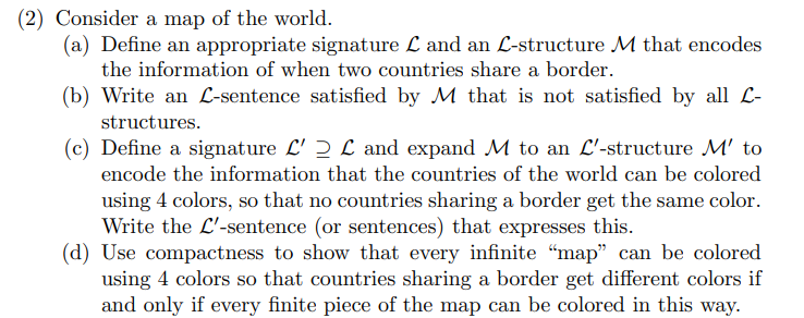 (2) Consider a map of the world. (a) Define an | Chegg.com
