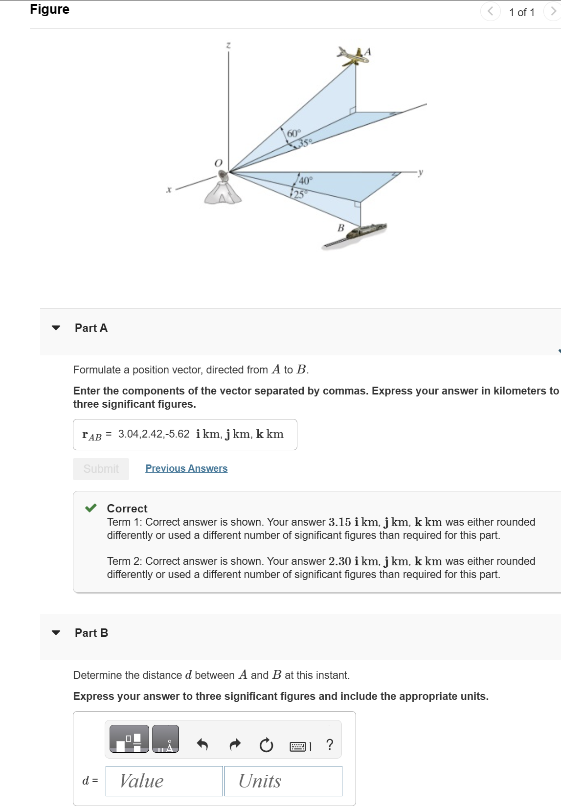 SOLVE BPart BDetermine the distance d between A and B | Chegg.com