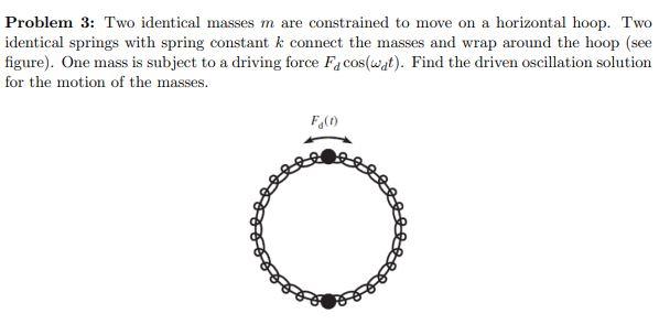 Solved Problem 3: Two identical masses m are constrained to | Chegg.com Solved Problem 3: Two identical masses m are constrained to | Chegg.com
