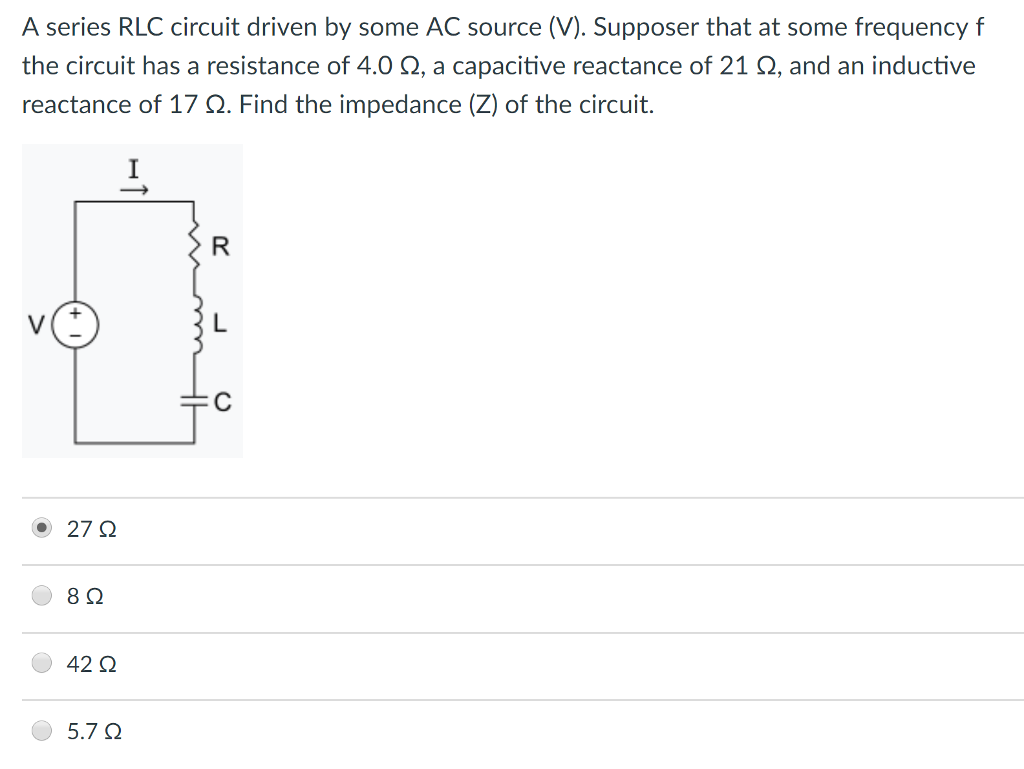 Solved A series RLC circuit driven by some AC source (V). | Chegg.com