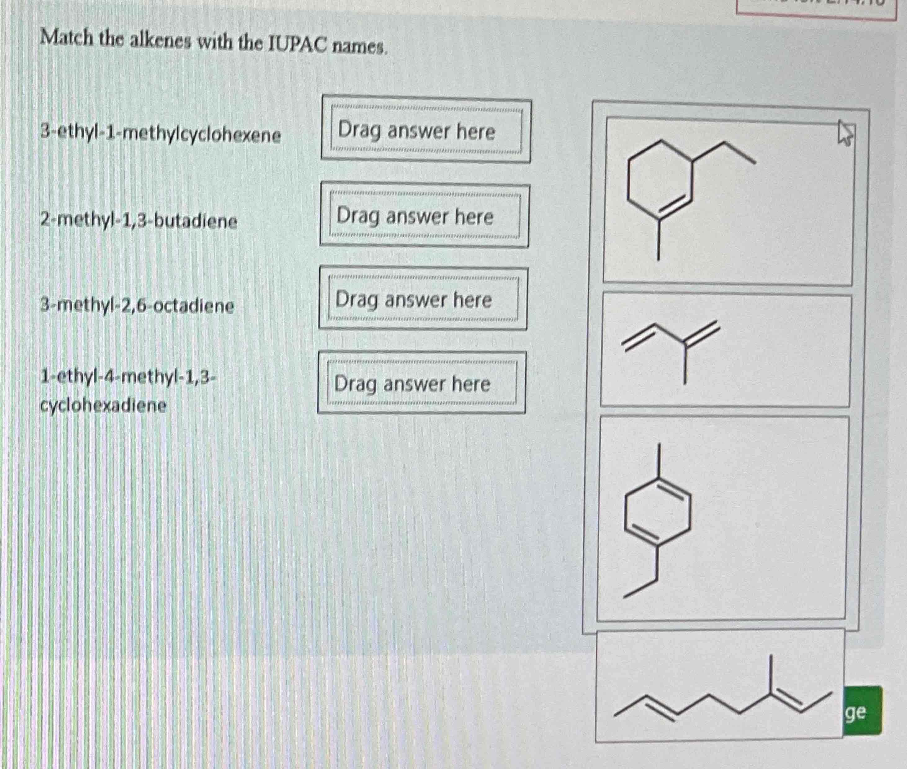 Solved Match the alkenes with the IUPAC | Chegg.com