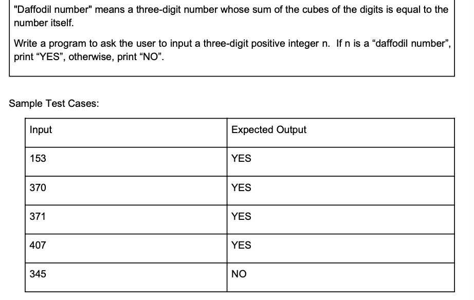 Solved "Daffodil number" means a three-digit number whose | Chegg.com