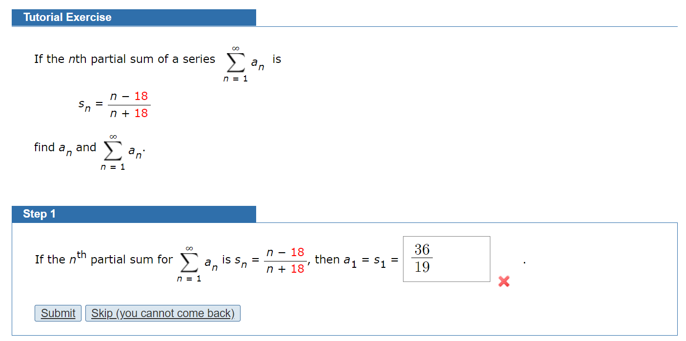 Solved Tutorial Exercise If the nth partial sum of a series | Chegg.com