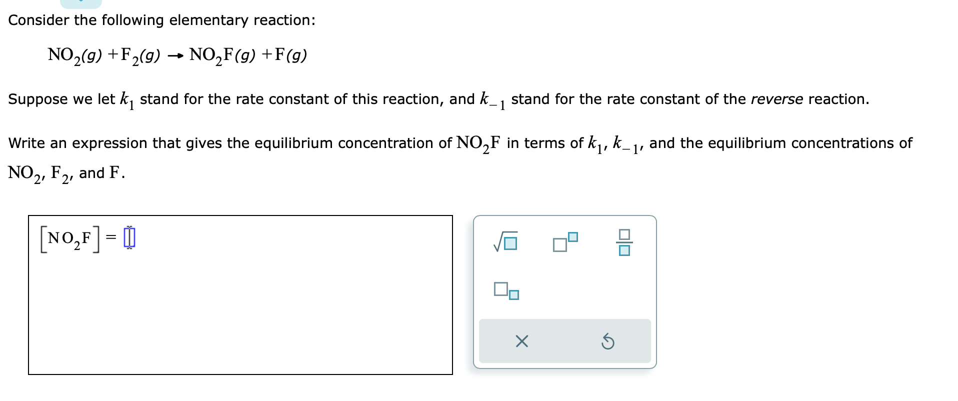 Solved Consider the following elementary reaction: | Chegg.com