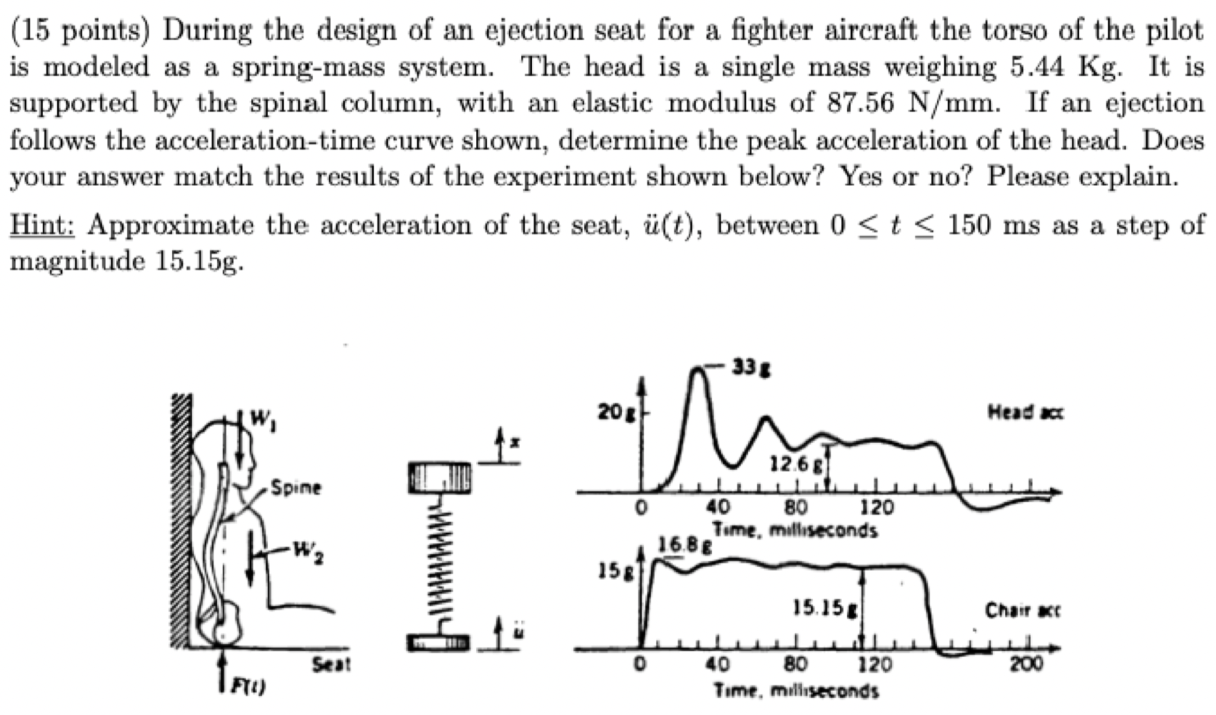 Solved (15 points) During the design of an ejection seat for | Chegg.com
