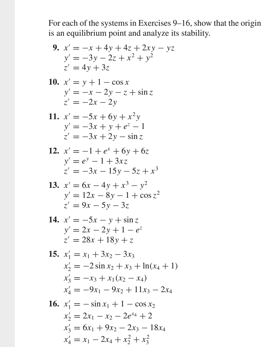 Solved For each of the systems in Exercises 9–16, show that | Chegg.com Solved For each of the systems in Exercises 9–16, show that | Chegg.com
