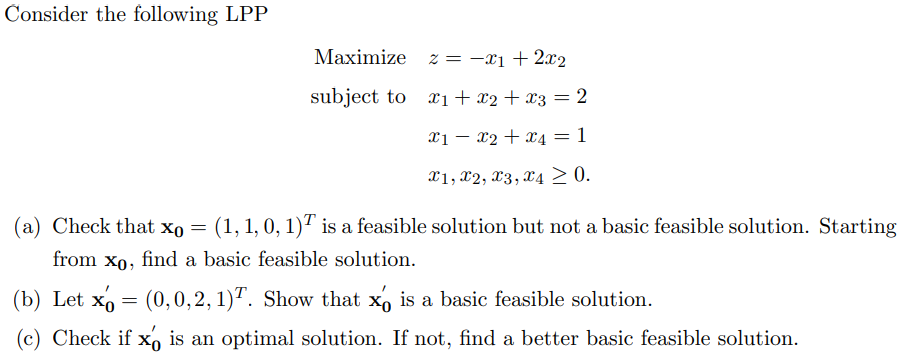 Solved Consider the following LPP Maximize 2 = -21 + 2x2 | Chegg.com