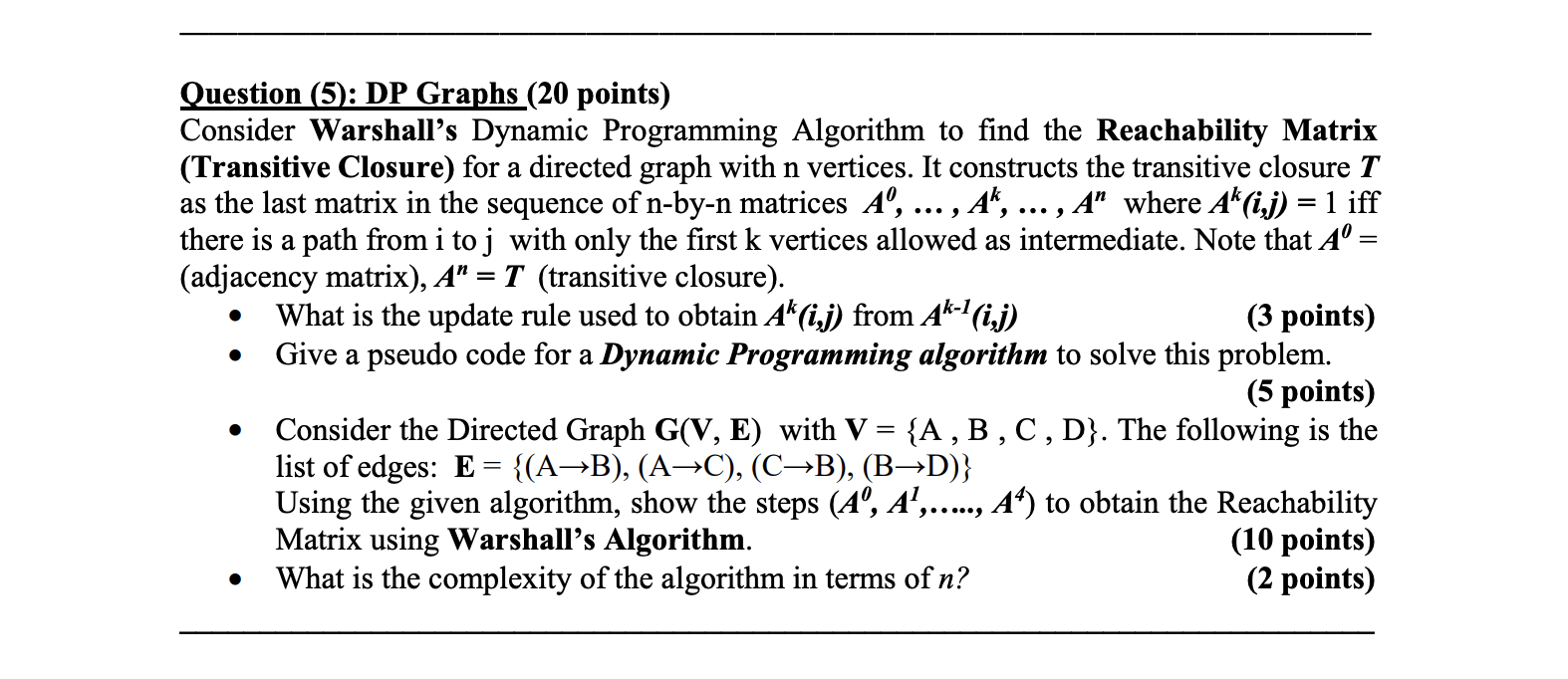 Solved Question (5): DP Graphs (20 points) Consider | Chegg.com