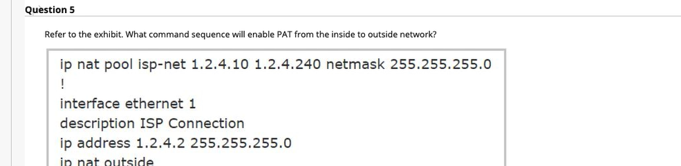 Solved Question 5 Refer to the exhibit. What command | Chegg.com