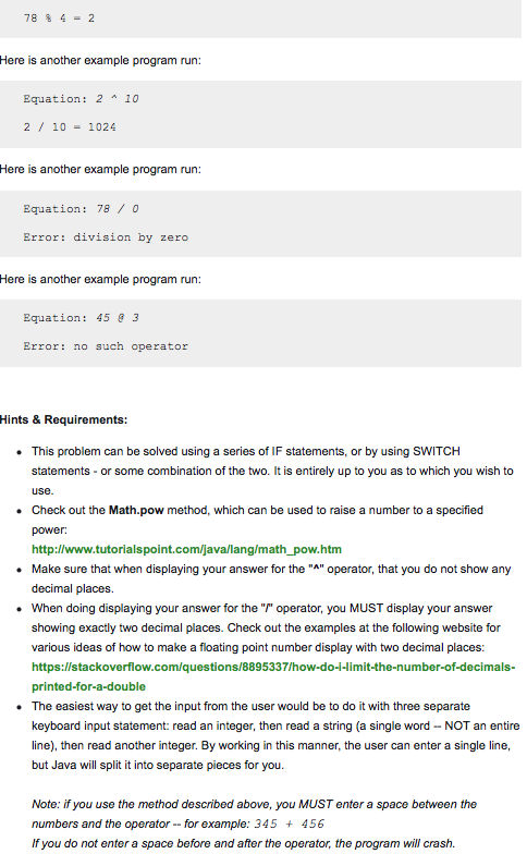 Solved Create a new Java class called: Calculator Write a | Chegg.com