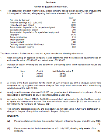 Section A Ariswer all questions in this section 1 The | Chegg.com