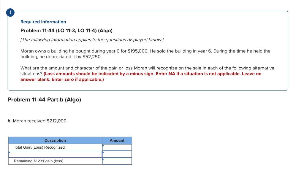 Solved ! Required information Problem 11-44 (LO 11-3, LO | Chegg.com