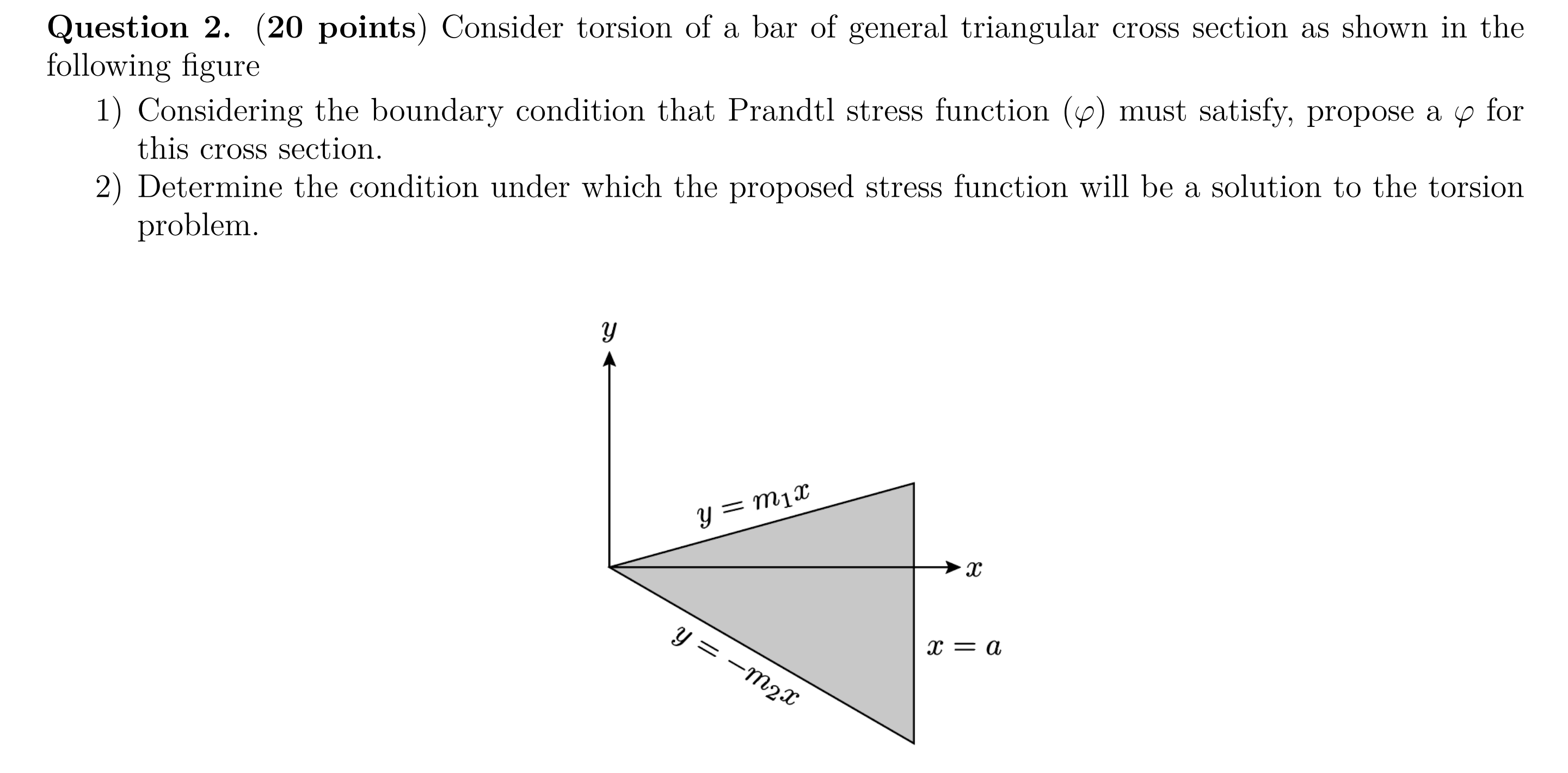 Solved Question 2. (20 points) Consider torsion of a bar of | Chegg.com Solved Question 2. (20 points) Consider torsion of a bar of | Chegg.com