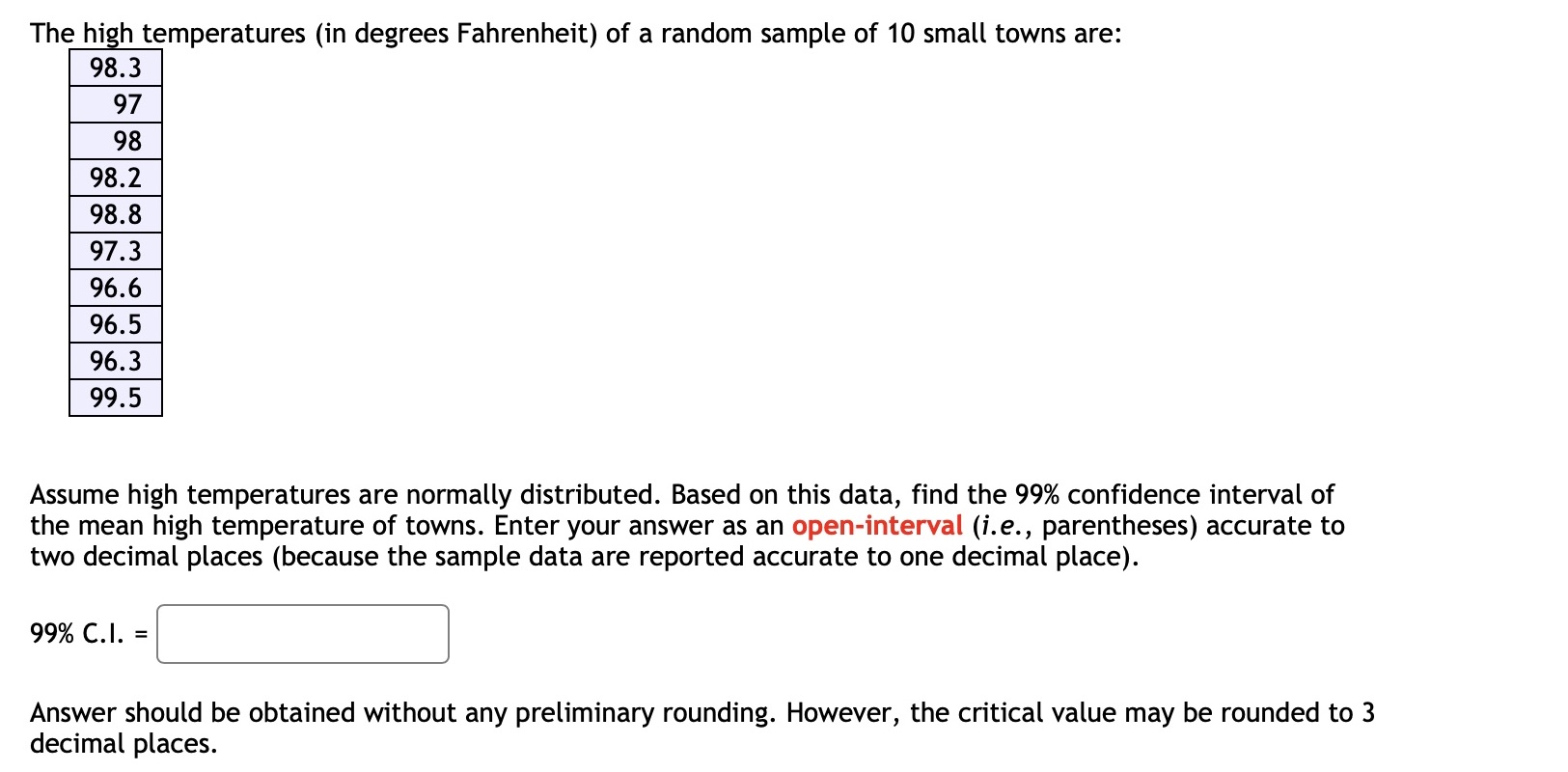 Solved The high temperatures (in degrees Fahrenheit) ﻿of a | Chegg.com