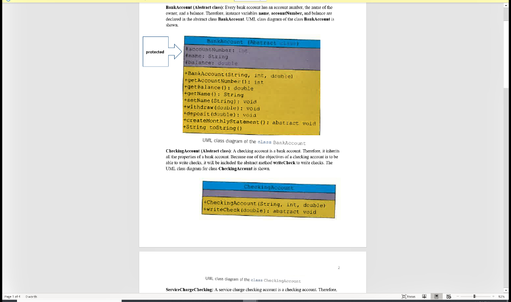 BankAccount (Abstract class): Evety bank account has | Chegg.com