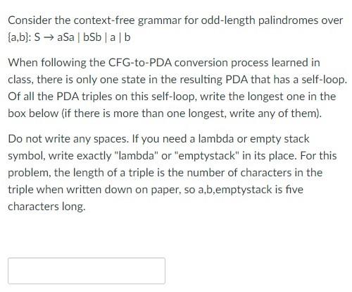 Solved Consider the context-free grammar for odd-length | Chegg.com