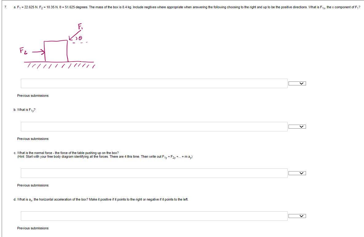 Solved c. What is the normal force - the force of the table | Chegg.com