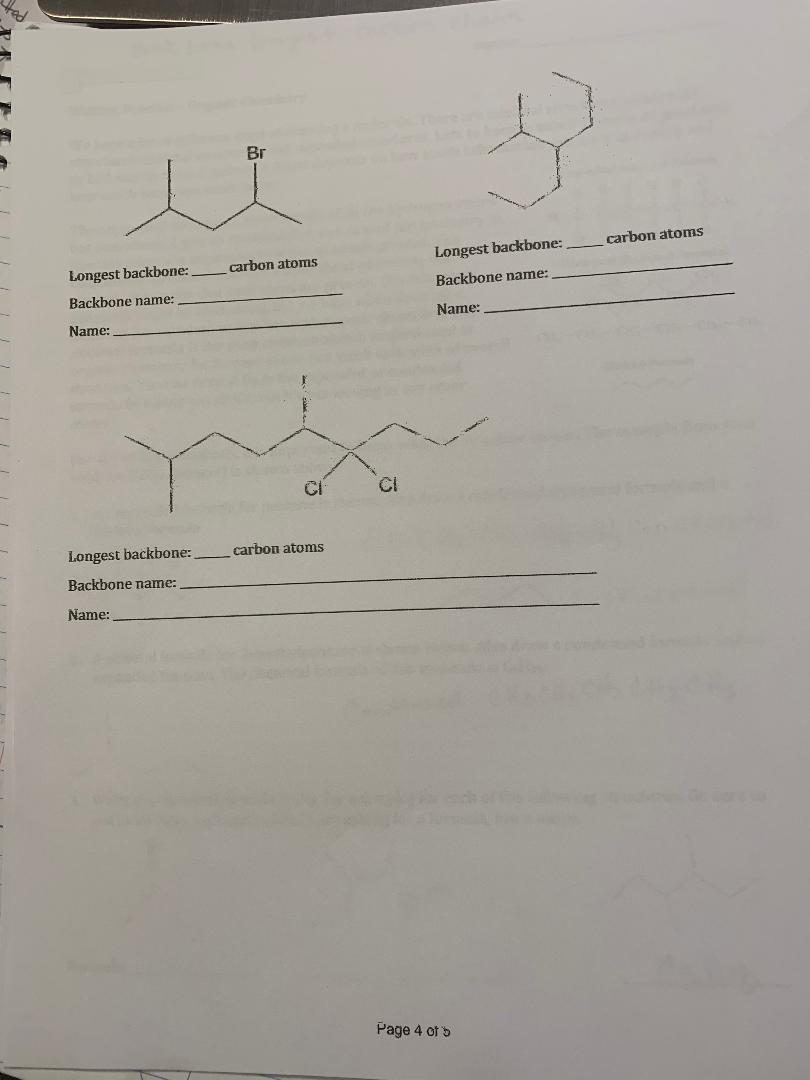 Solved Br carbon atoms Longest backbone: carbon atoms | Chegg.com