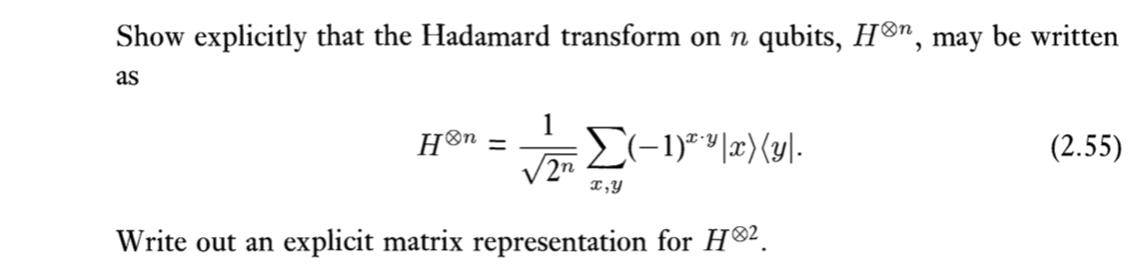 Solved Exercise 2.33: The Hadamard operator on one qubit may | Chegg.com