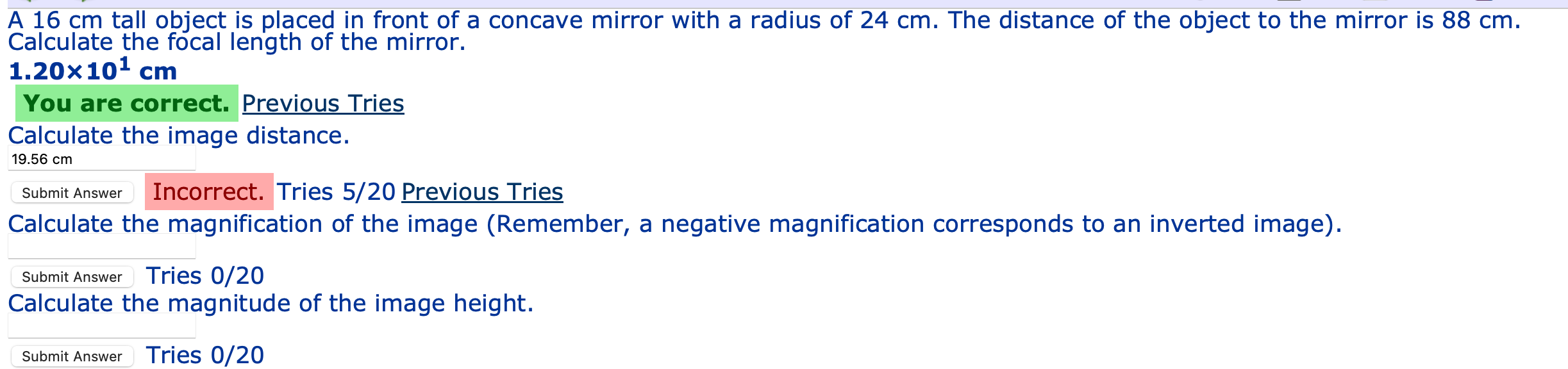 Solved A 16 cm tall object is placed in front of a concave | Chegg.com